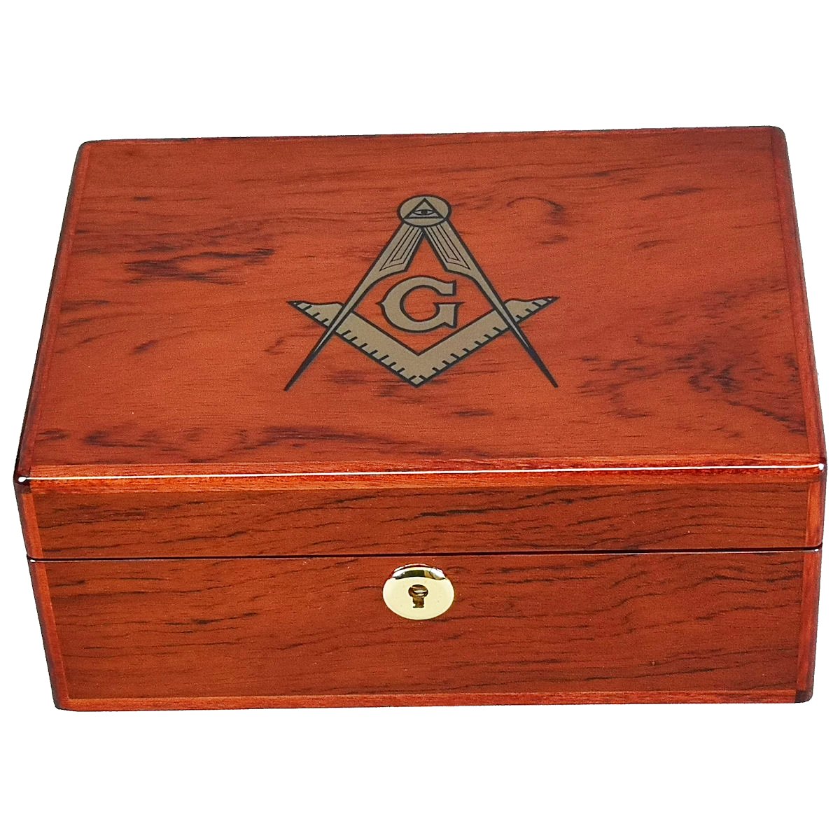 Rosewood Masonic Jewellery Box with Lock - Hillwood