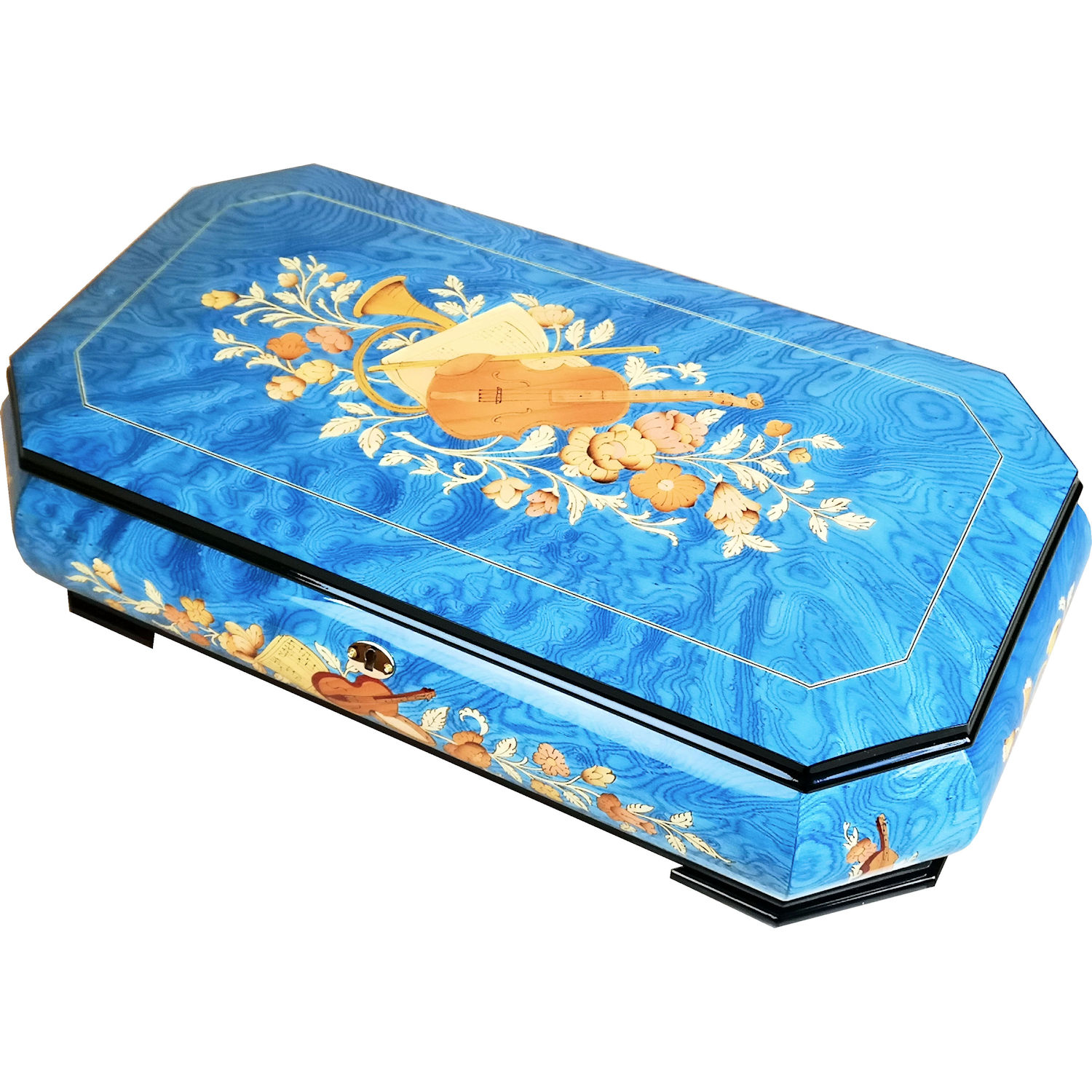 Extra Large Handcrafted Wooden Blue Maple Burl Musical Jewellery Box ...