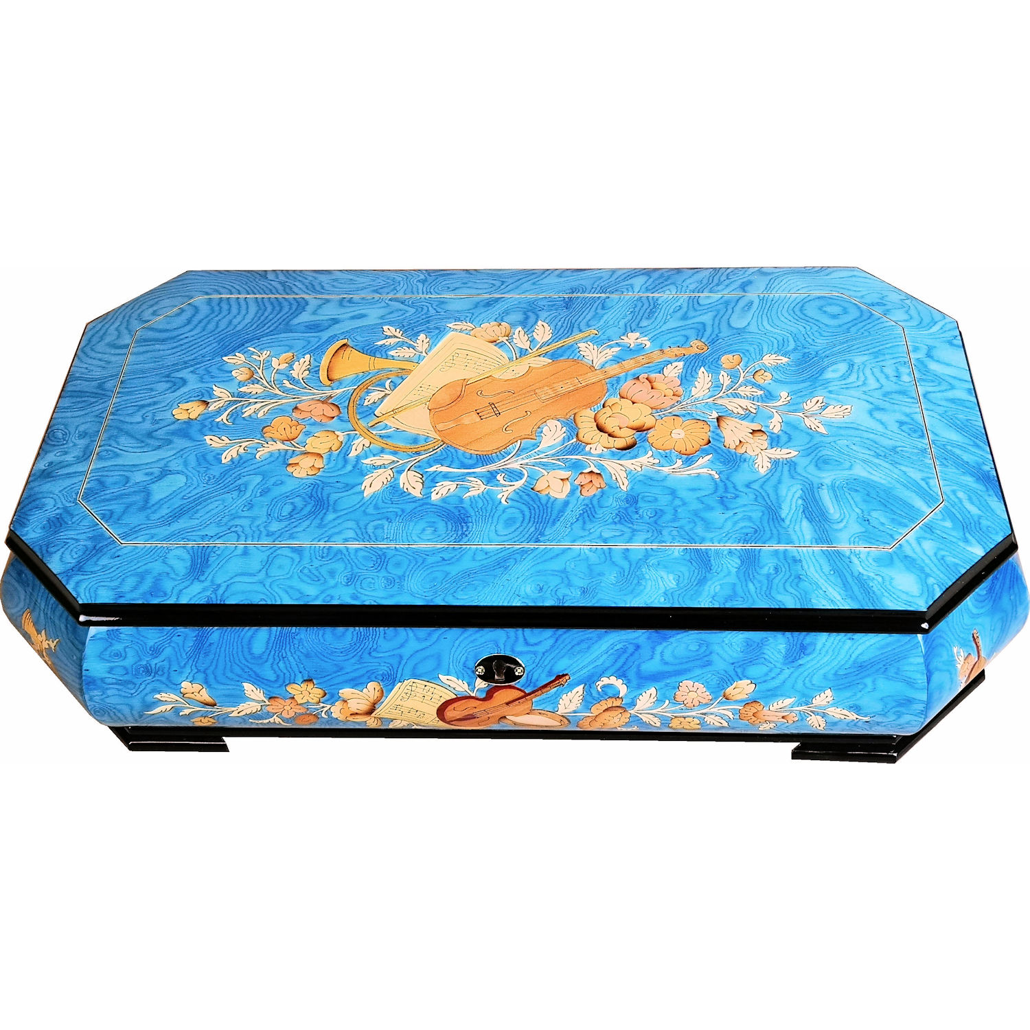 Extra Large Handcrafted Wooden Blue Maple Burl Musical Jewellery Box ...