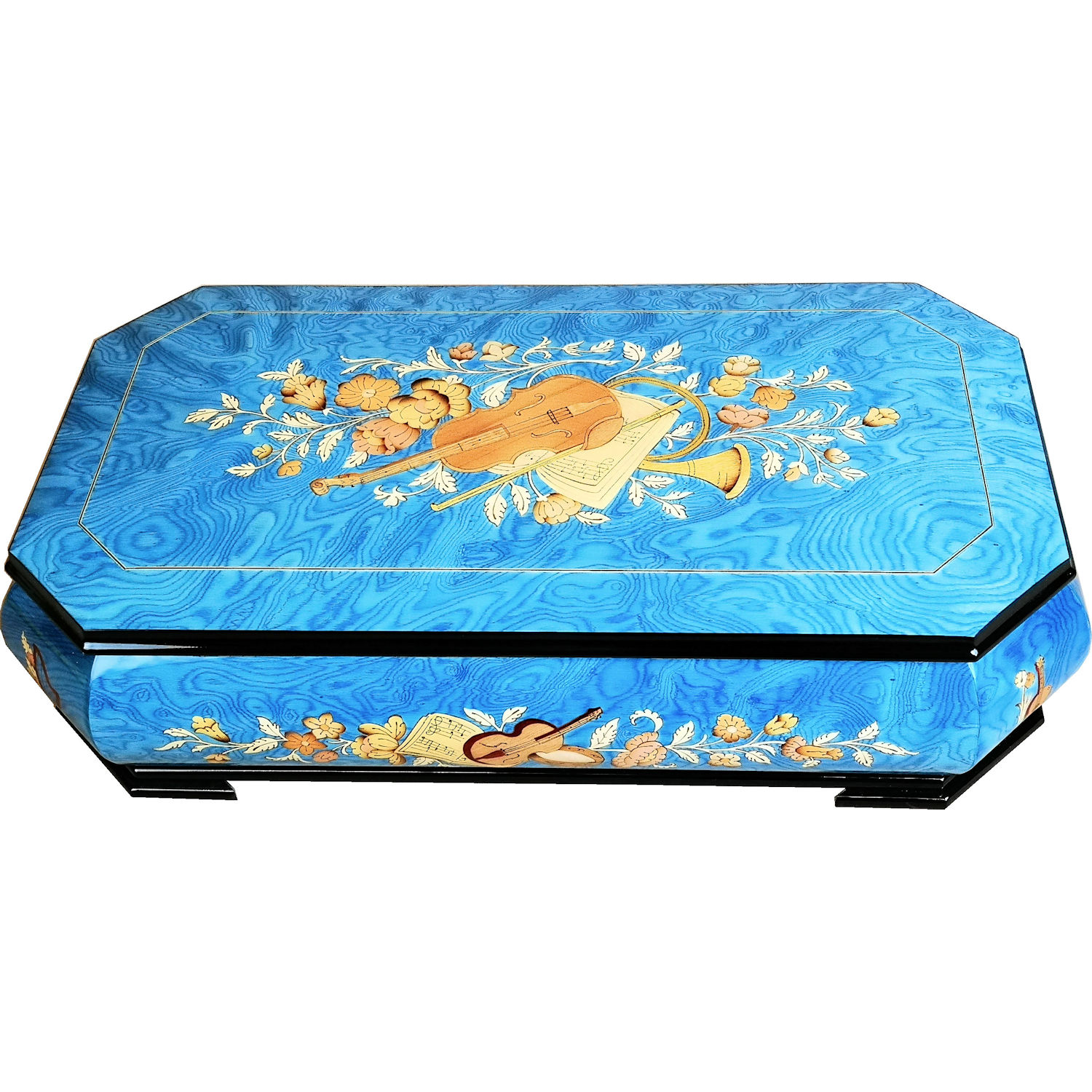 Extra Large Handcrafted Wooden Blue Maple Burl Musical Jewellery Box ...