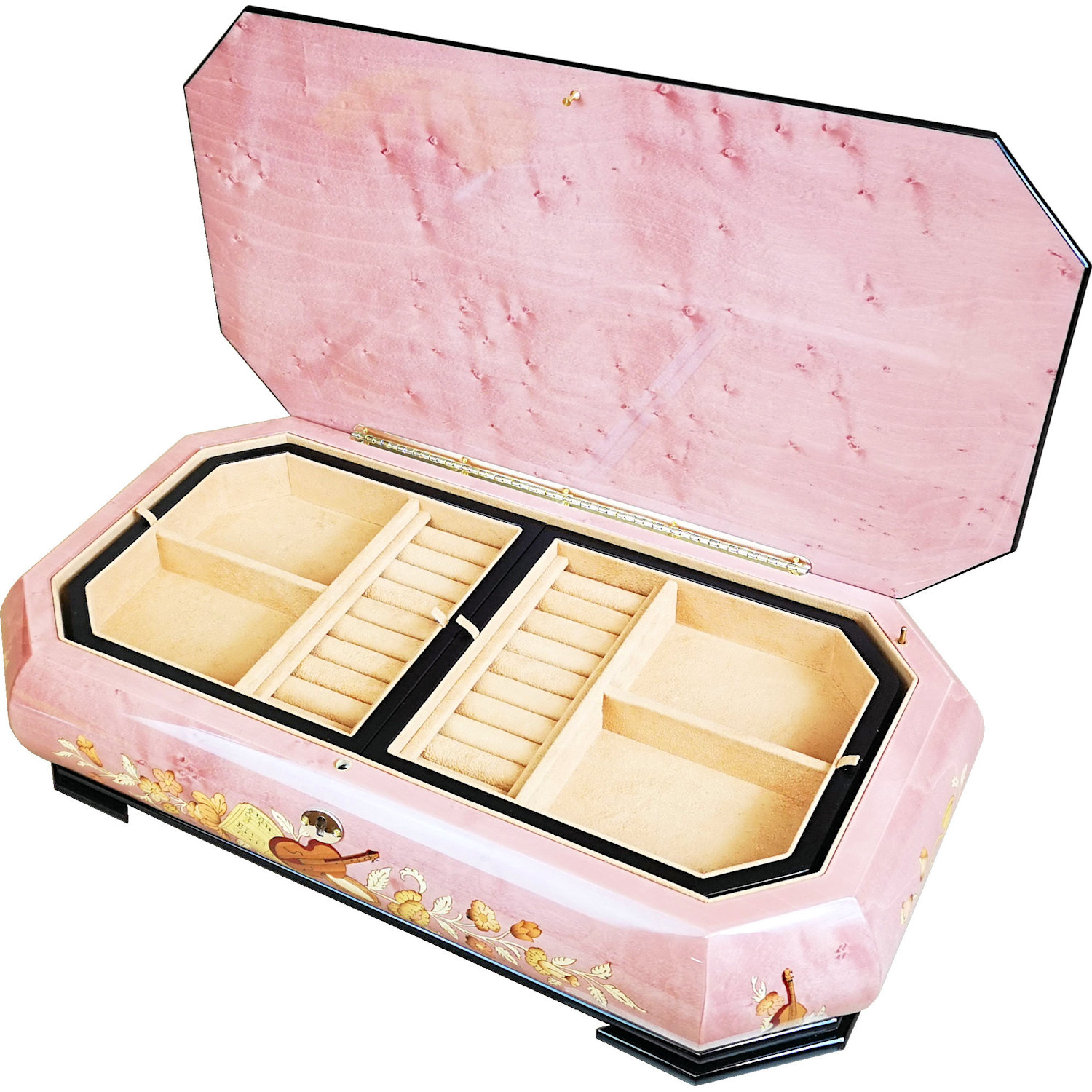 Extra Large Handcrafted Wooden Pink Maple Burl Musical Jewellery Box ...