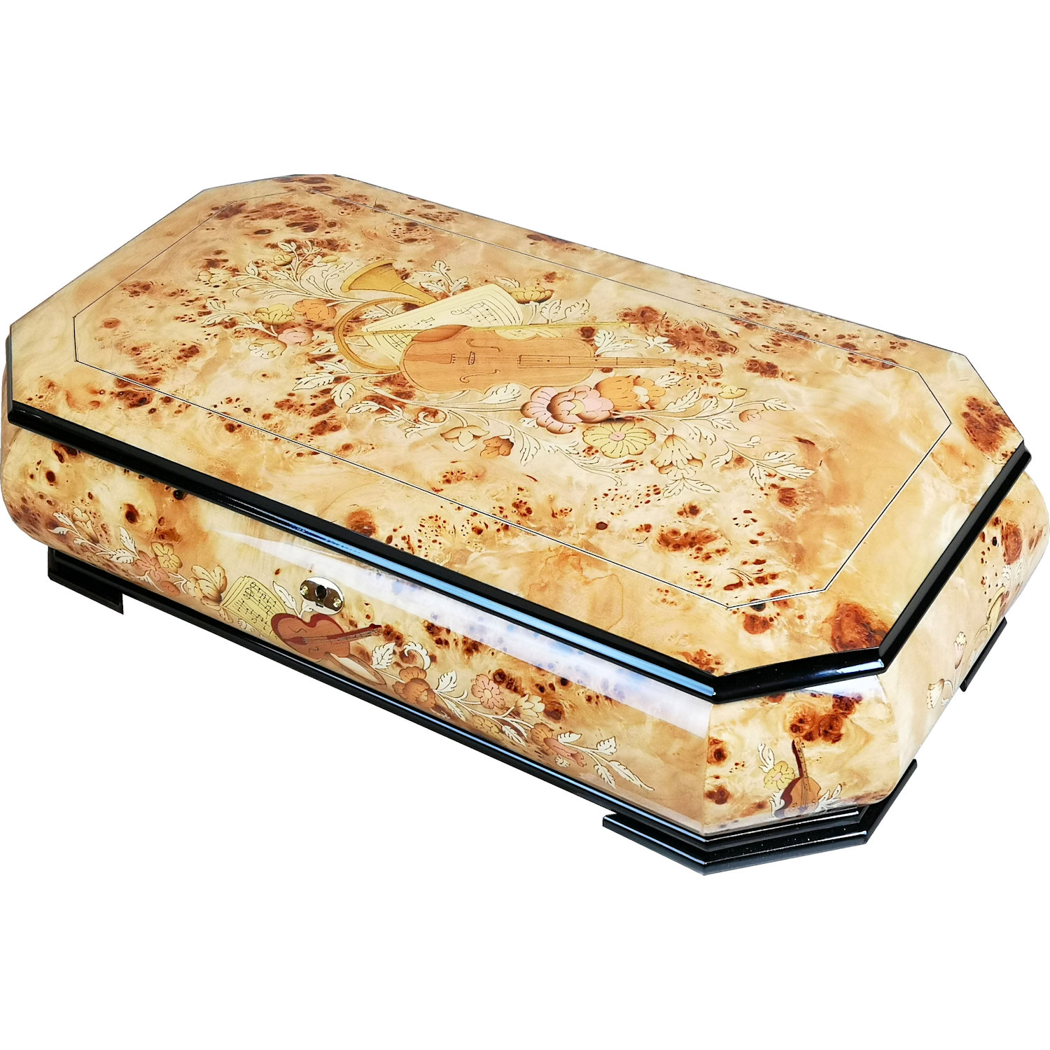 Extra Large Handcrafted Wooden Maple Burl Musical Jewellery Box with ...