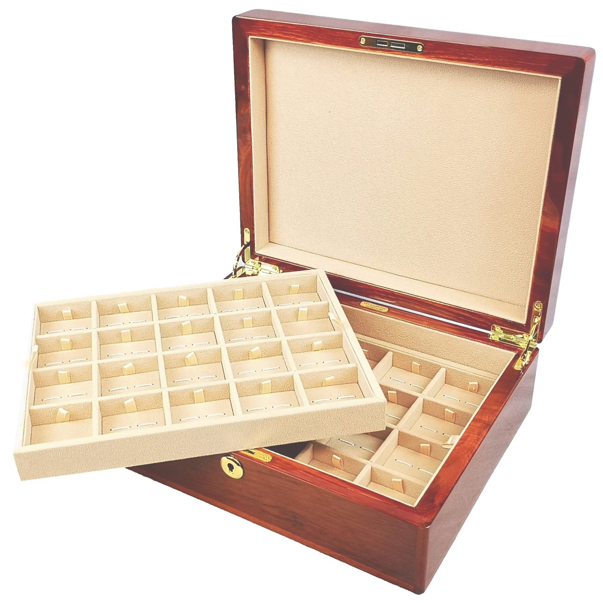 Rosewood 40 Cufflink Box with Lock - Hillwood