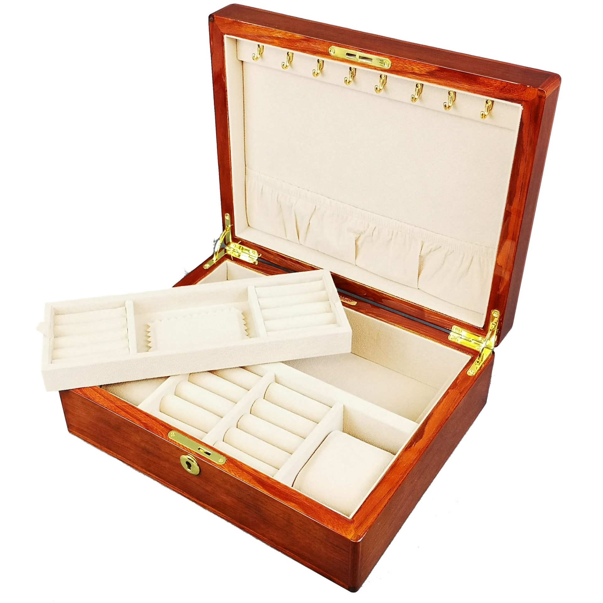 Rosewood Jewellery Box with Lock and Tray - Hillwood