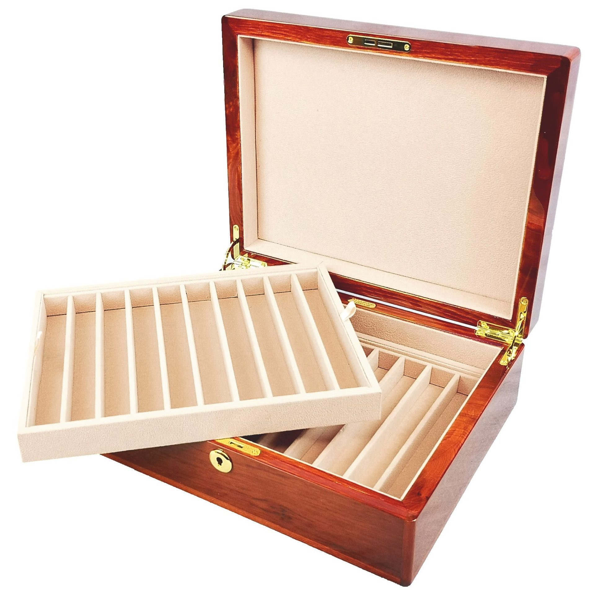Rosewood 20 Pen Collectors Box with Trays and Lock - Hillwood
